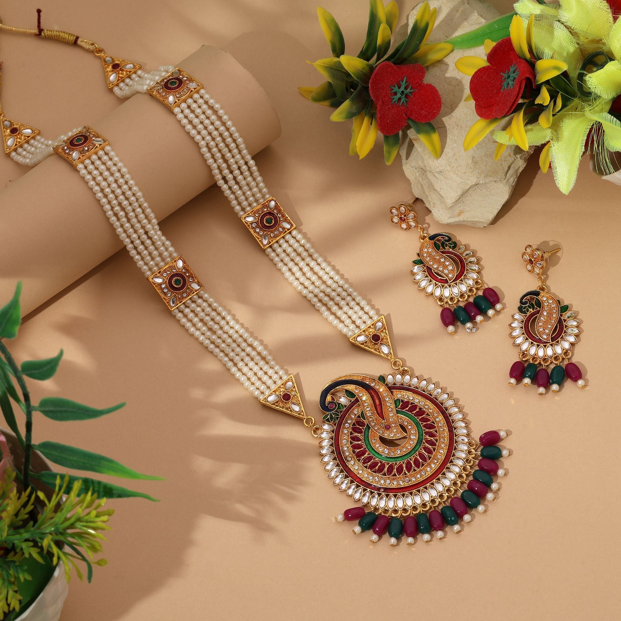 Stylish Multi Color Rajputi Jewellery Rani Haar Crafted For Brides And ...