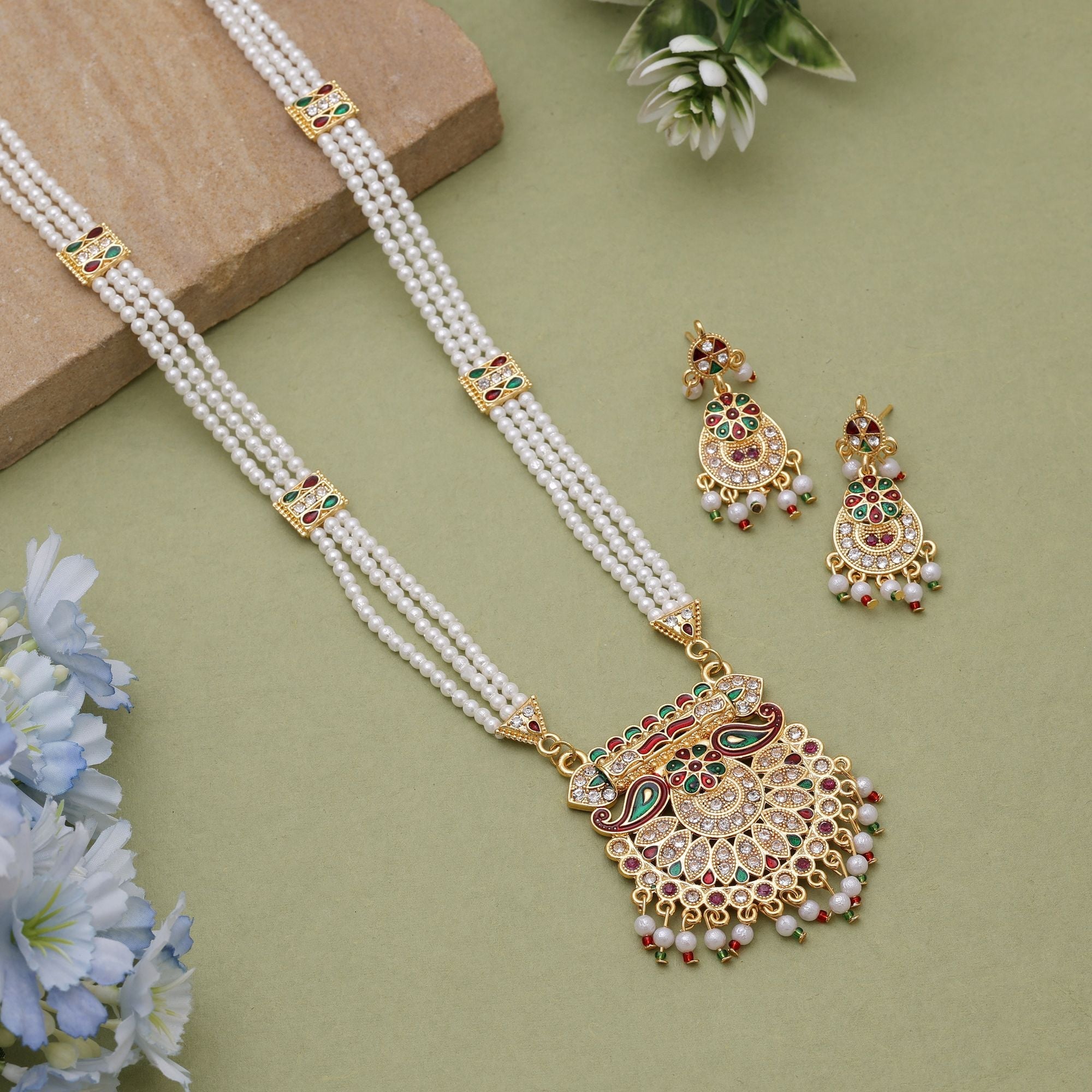 Multi Color Meena Work Rajputi Jewellery Rani Haar With Vibrant Appeal ...