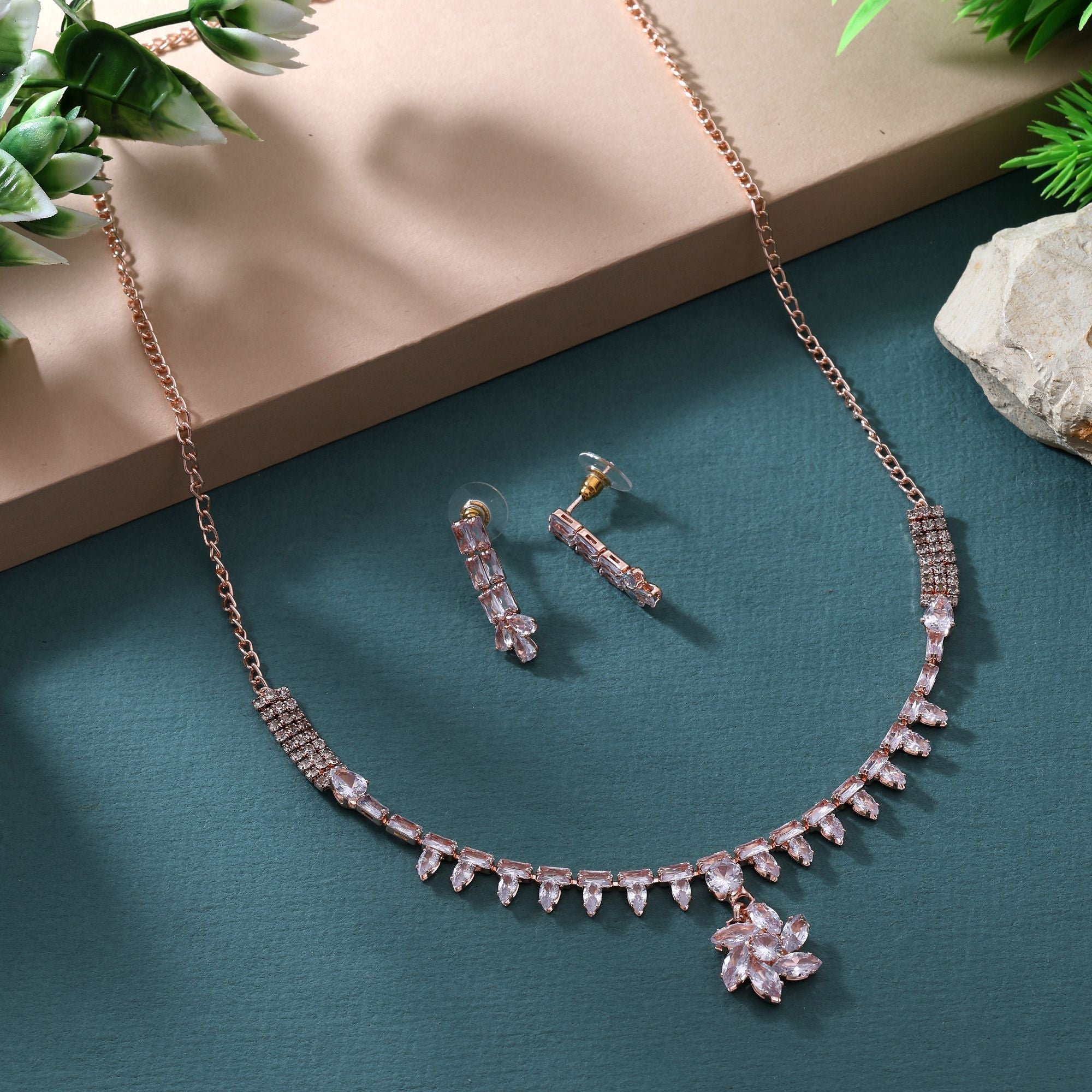 Classic White Color Stone Necklace Set For Wedding And Party Look – FemNari