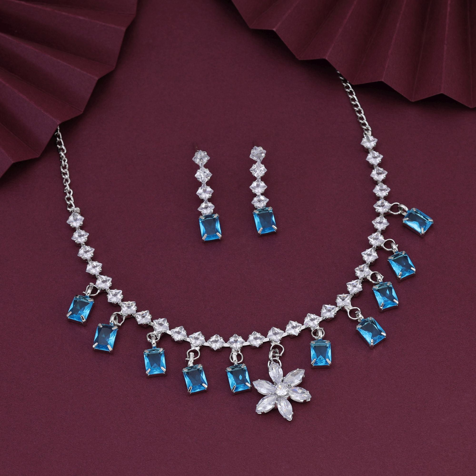 Eye-Catching Firozi Color Stone Necklace Set For Weddings And Celebrat ...