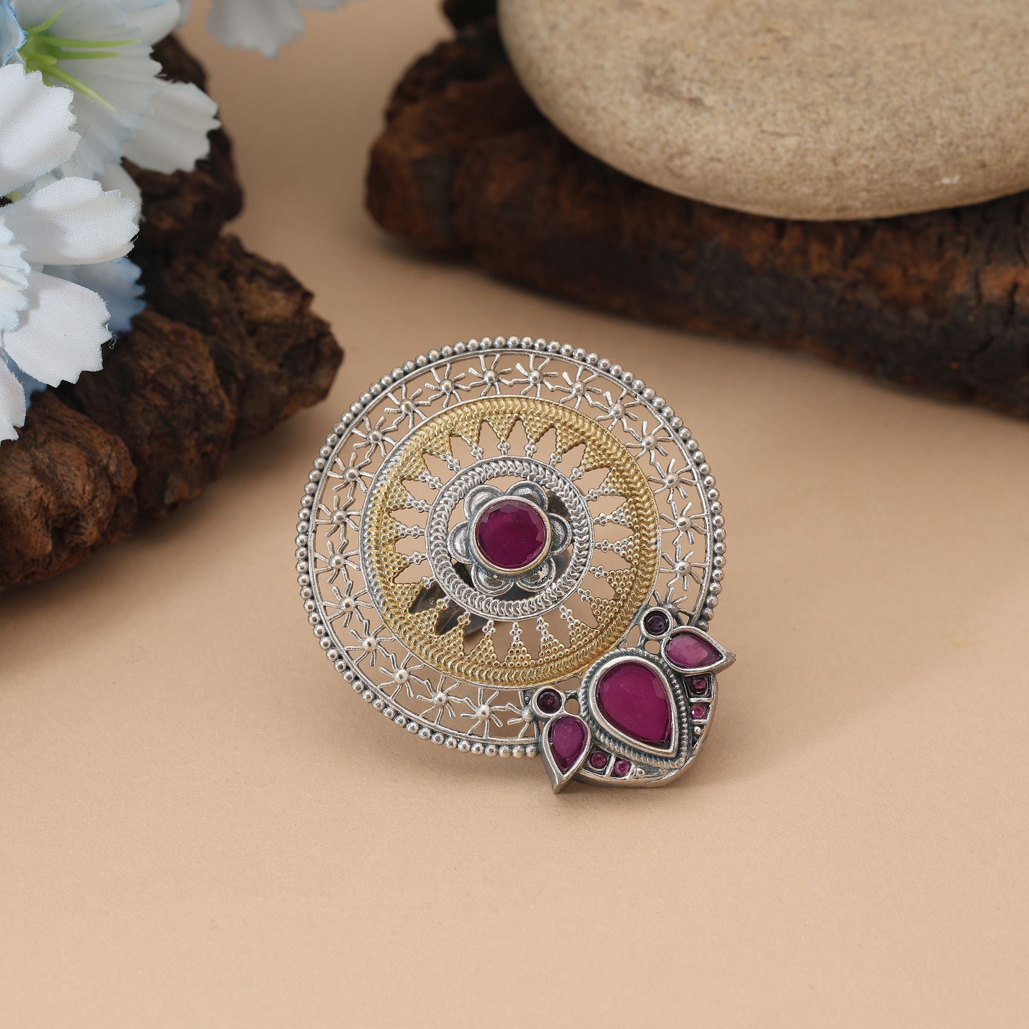 Rani Color Dual Tone Oxidised Rings Designed With Bold Regal Hues And ...