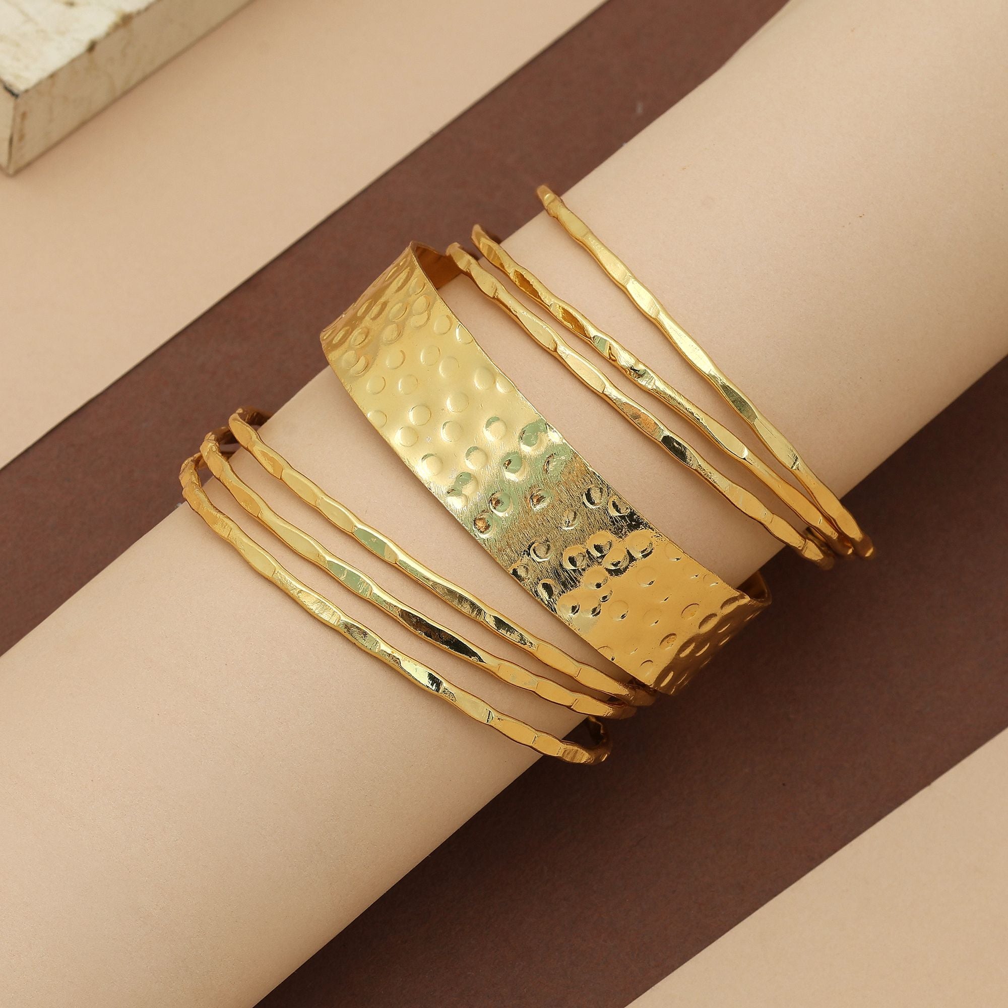 Gold Color Single Hand Bangles Set Size 2.4 Traditional Ethnic Jewelry ...
