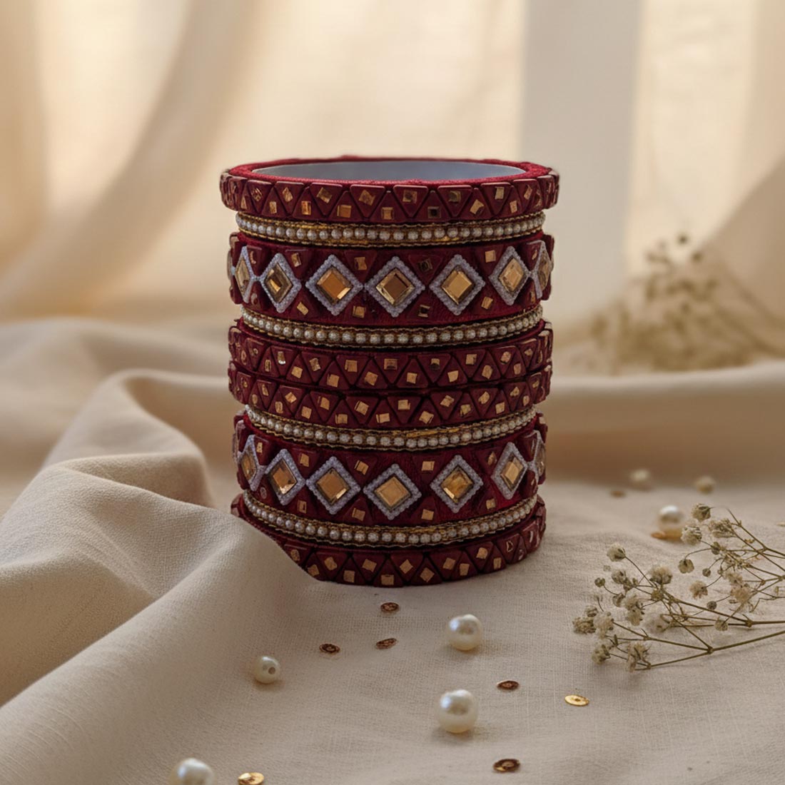 Maroon Color 1 Set Of Thread Bangle Designed For Timeless Traditional ...